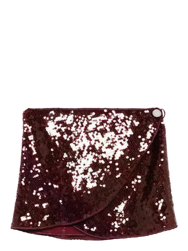 Oseree Sequin-embellished Wrap Skirt - Red