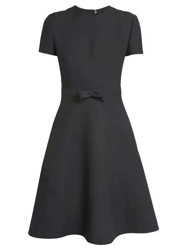 Valentino Garavani Bow-embellished Short-sleeved Dress - Black