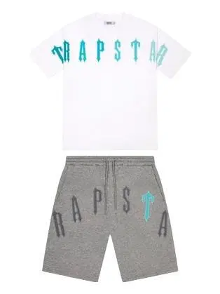 Trapstar Arch Chenille Decoded 2.0 Shorts Set - White/blue