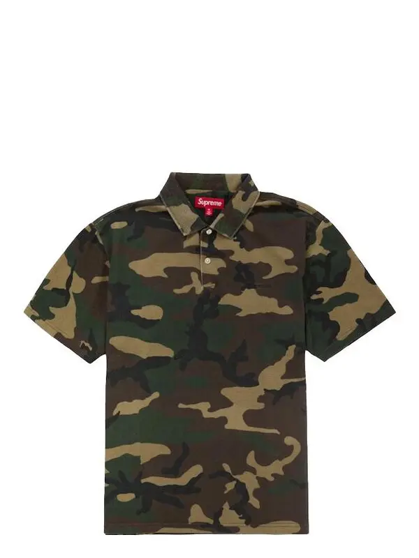Supreme Washed Camo Polo Shirt - Woodland Camo