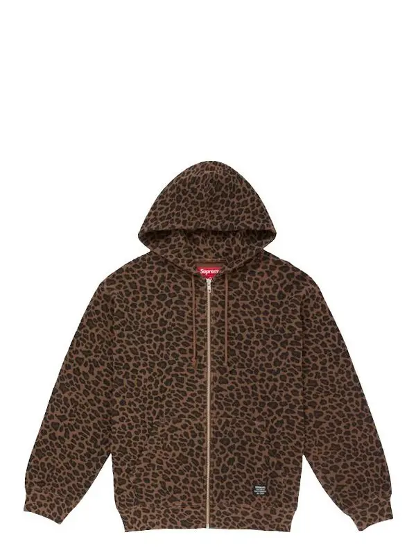 Supreme Hooded Zip Up Thermal - Leopard