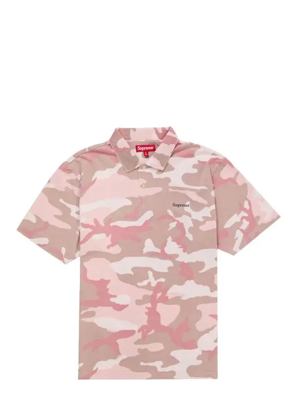 Supreme Washed Camo Polo Shirt - Pink Camo