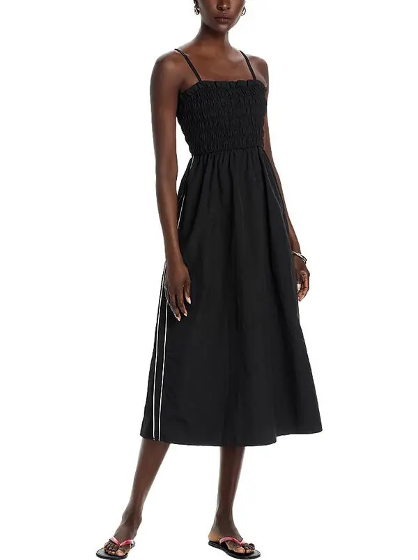 Steve Madden Kit Smocked Poplin Midi Dress - Black/white