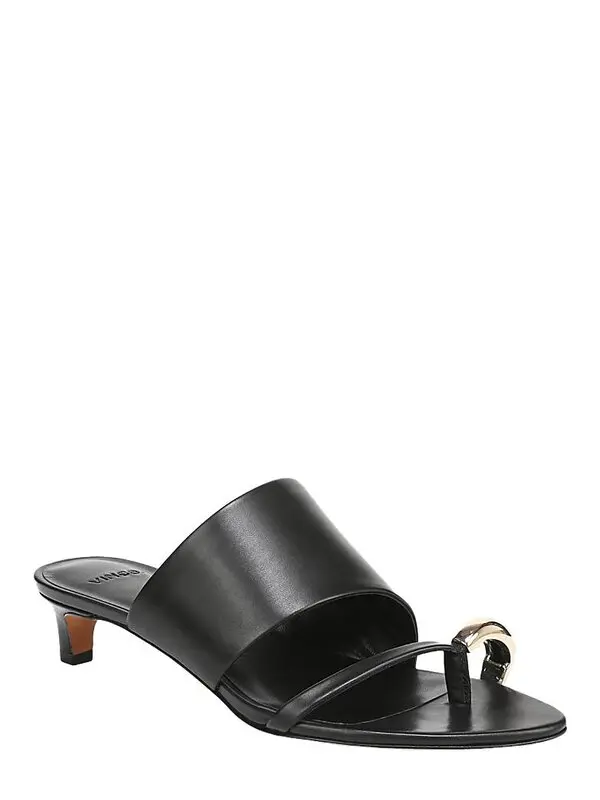 Vince Suzie Almond Toe Kitten Heel Sandals - Black