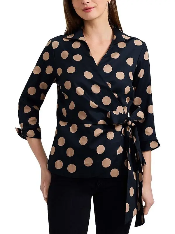 Foxcroft Salina Wrap Shirt - Black/ Almond