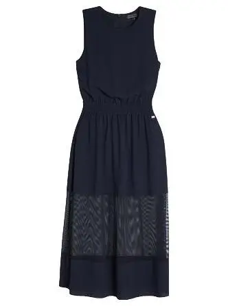 Armani Exchange Midi Flared Dress - Navy