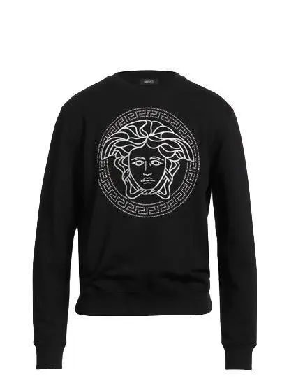 Versace Sweatshirt In Cotton Blend With Appliqués - Black