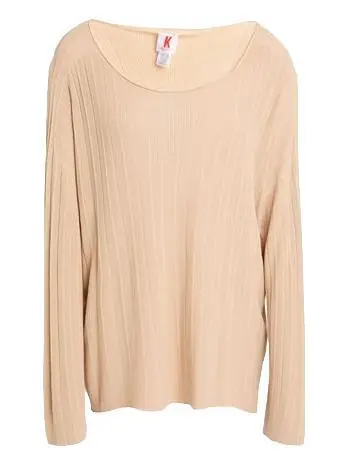 KONTATTO Knitted Scoop Neck Sweater - Beige