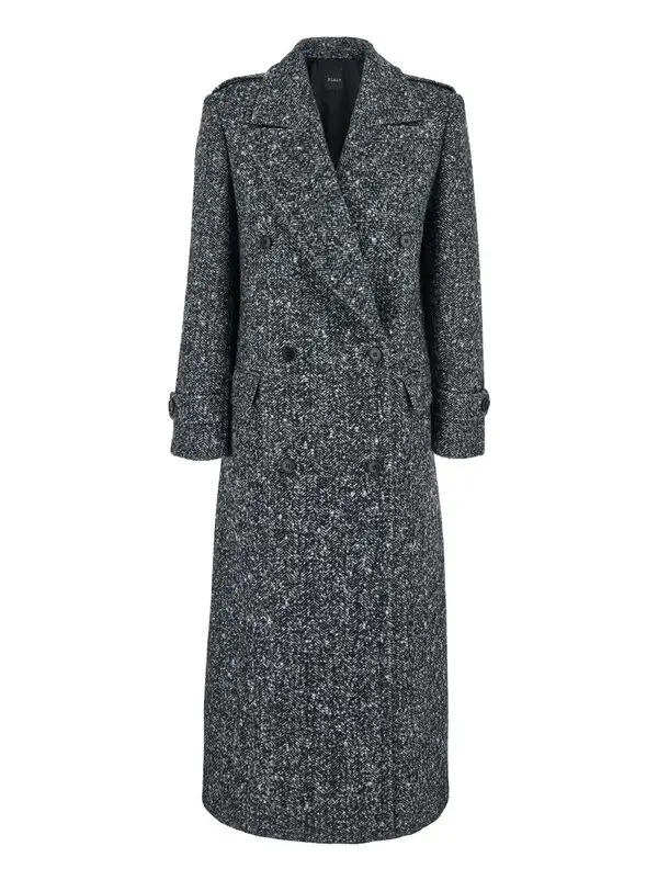 PLAIN Double-breasted Wool Coat With Notched Lapel - Grey