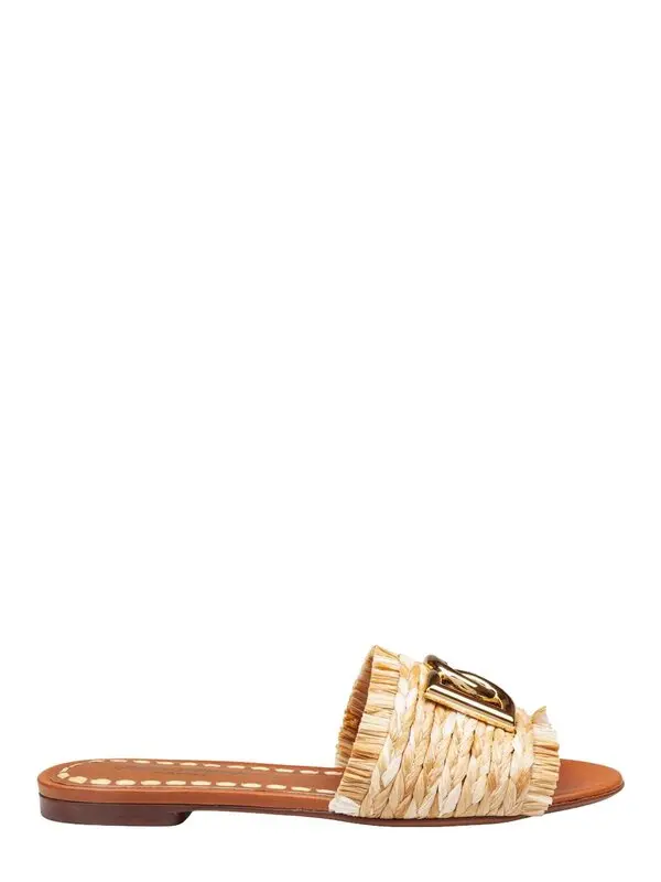 Dolce & Gabbana Raffia Braid Slipper With Fringes - Wood