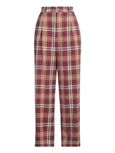 VICOLO Tartan Flannel Wide-leg Pants - Beige