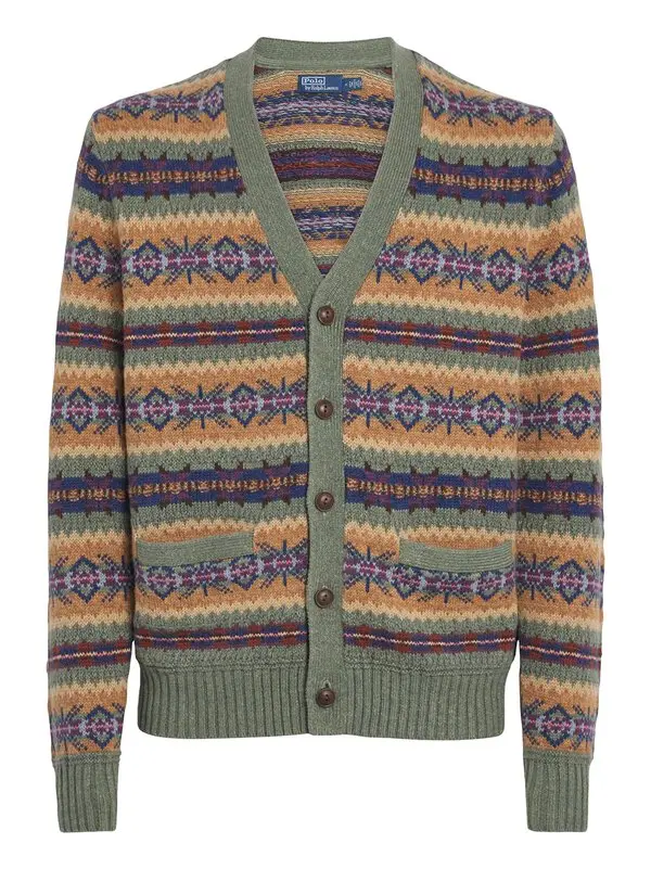 Polo Ralph Lauren Cotton-wool-linen Jacquard Cardigan - Green