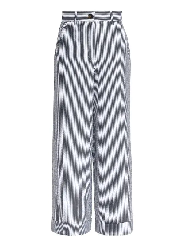 ME+EM Stripe Wide-leg Trousers - Navy