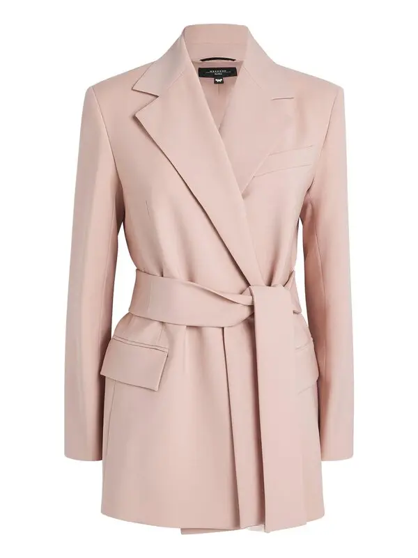 Max Mara Virgin Wool Belted Blazer - Pink