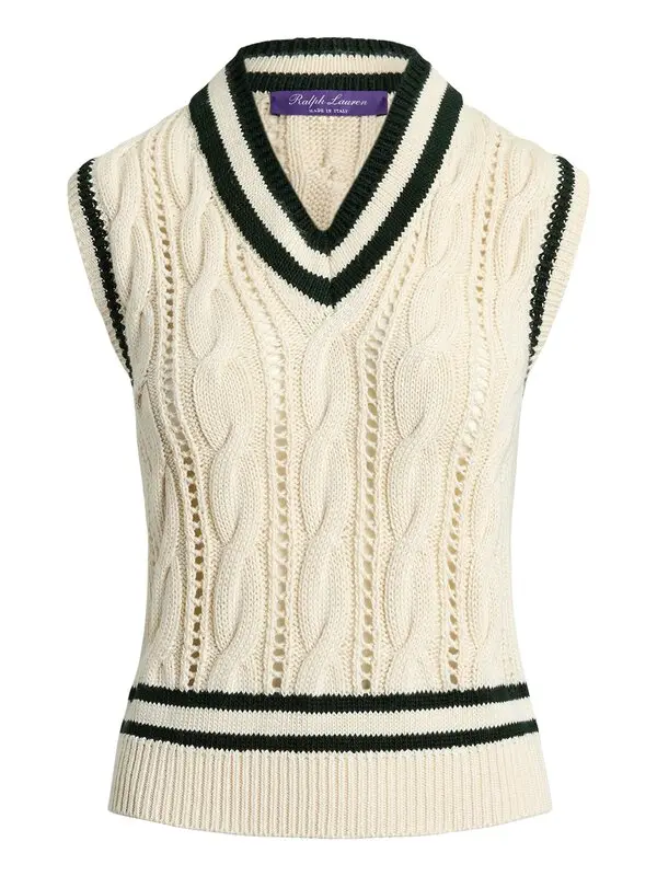 Ralph Lauren Mulberry Silk Cable-knit Sleeveless Sweater - Green