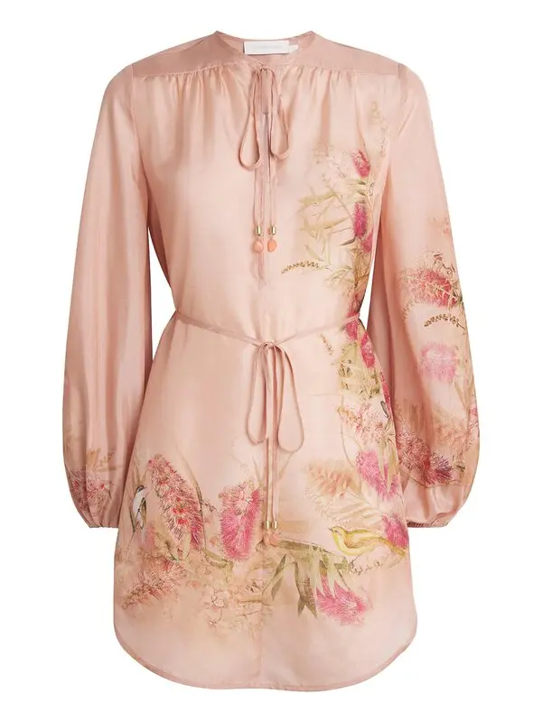 Zimmermann Silk Cascadian Floral Tunic Top - Pink