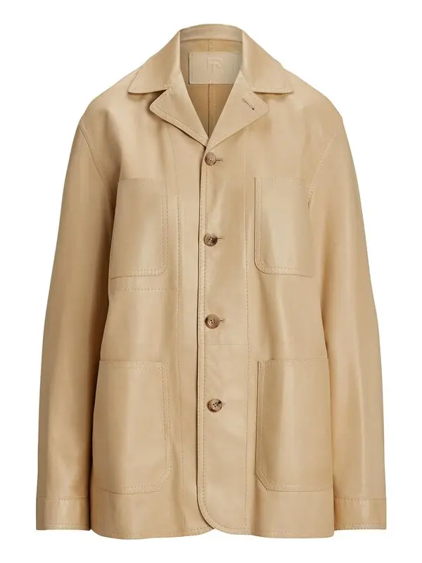 Ralph Lauren Leather Adrianna Jacket - Beige