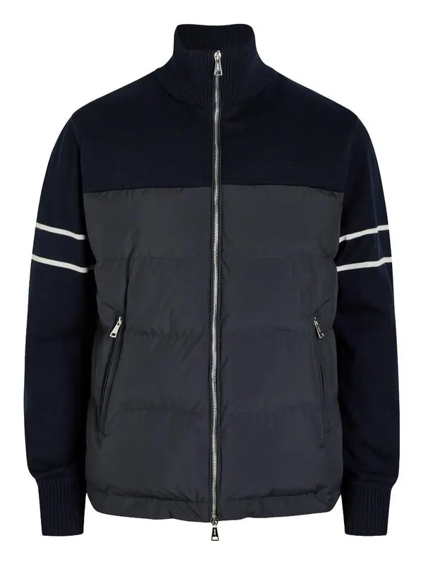 AURELIEN Quilted Wool-blend And Shell Jacket - Navy