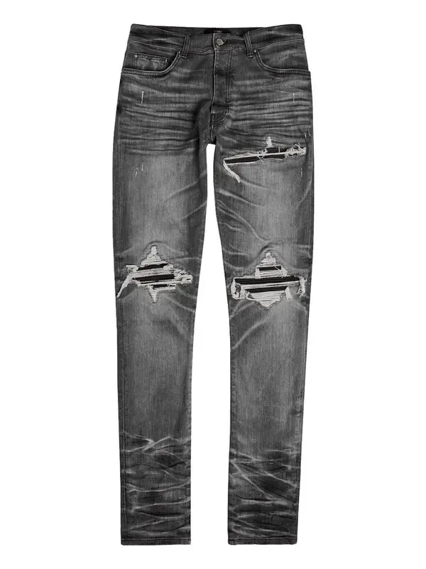 Amiri Mx1 Ripped Slim-leg Jeans - Grey