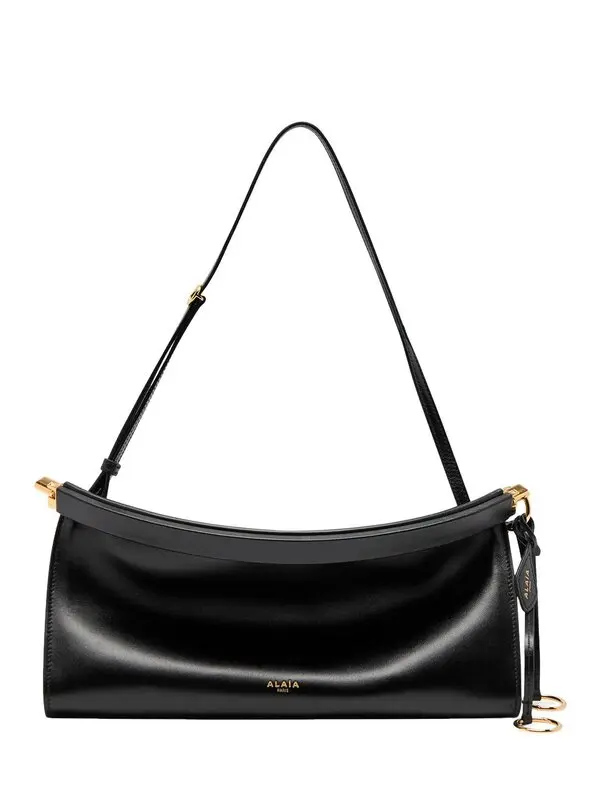 Alaïa East West Medium Leather Shoulder Bag - Black