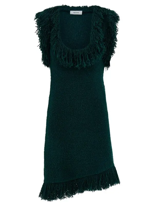 FERRAGAMO Mini Dress With Fringe - Green