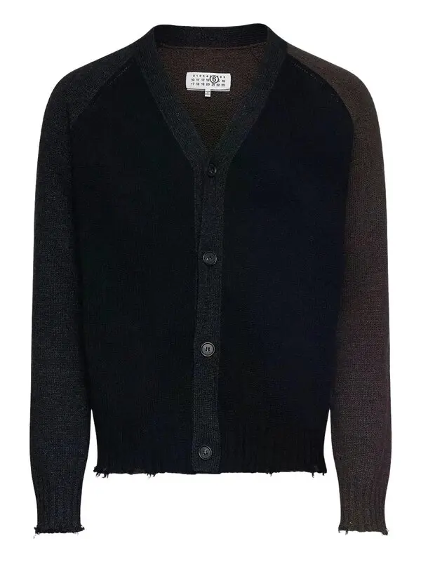 MAISON MARGIELA Color-block Distressed Cardigan - Black
