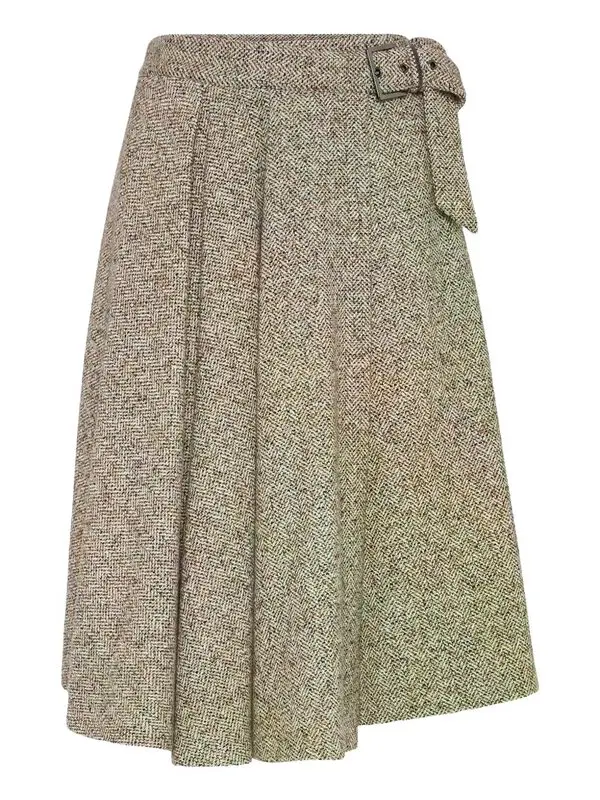 Brunello Cucinelli Belted Pleated Skirt - Brown