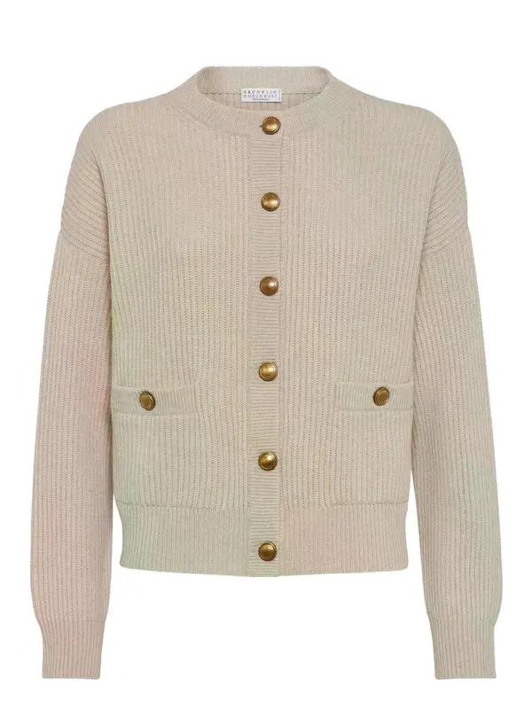 Brunello Cucinelli English Ribbed-knit Button-up Cardigan - Neutrals