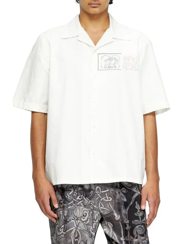 DIESEL® S-brack-a-hgbs Organic Cotton Bowling Shirt - White