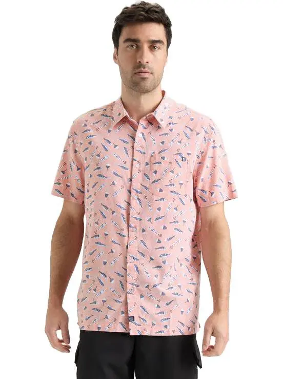 SALT LIFE Tempting Tackle Woven Short Sleeve Shirt - Grapefruit