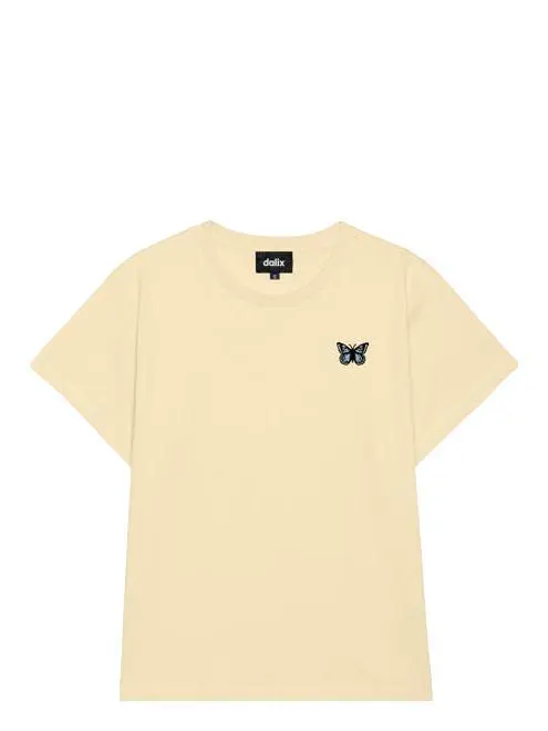 DALIX Butterfly Lightweight High Waisted Tee - Butter Cream