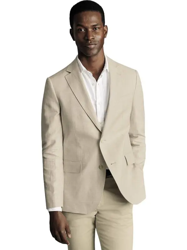 CHARLES TYRWHITT Linen Cotton Slim Fit Jacket - Stone