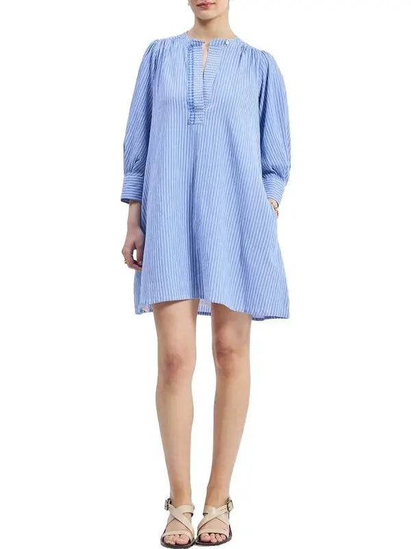 REISTOR Oversized Tunic Dress With Optional Belt - Striped
