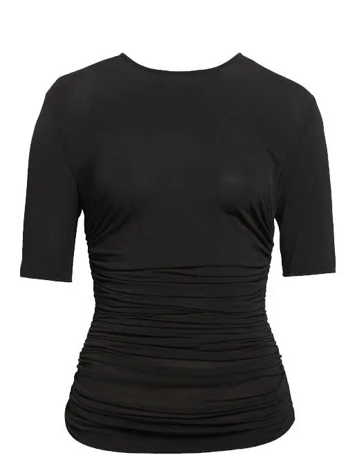 Alaïa Pleated Ruched Jersey T-shirt - Noir Alaia