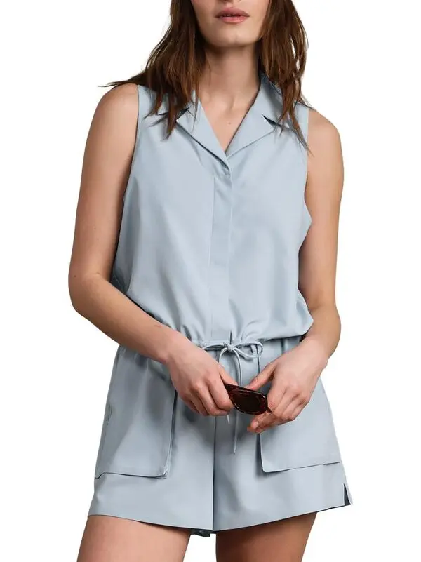RHONE Mirage Sleeveless Button-up Shirt - Blue Dawn