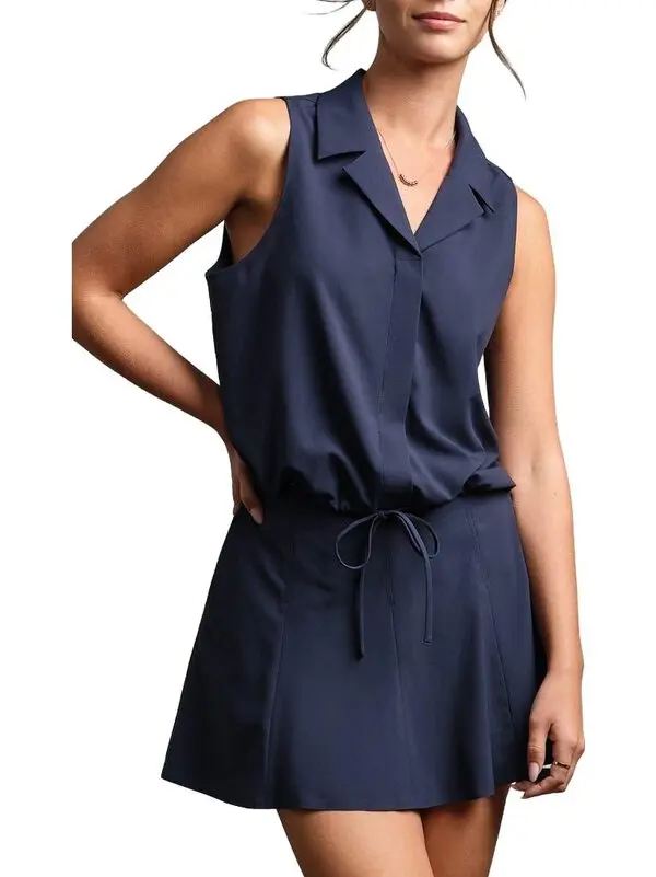 RHONE Mirage Sleeveless Button-up Shirt - Navy Blue