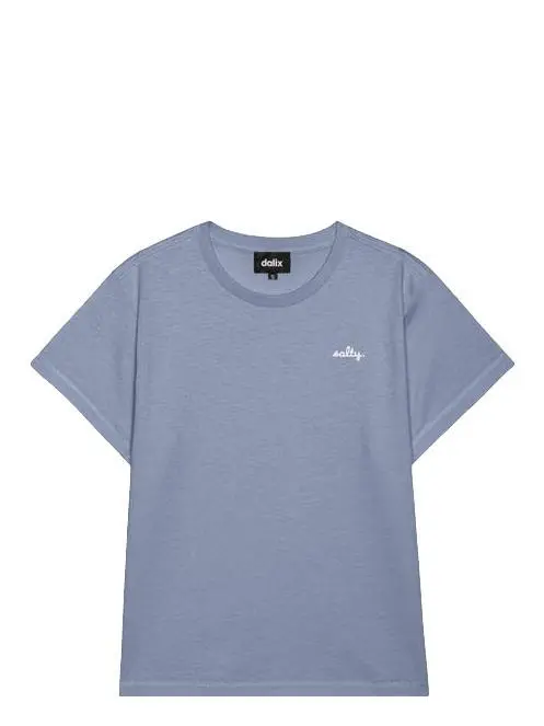 DALIX Salty Embroidered High Waisted Tee - Blue Haze