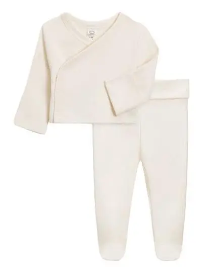COLORED ORGANICS Riley Kimono Wrap Top And Pant Set - Ivory
