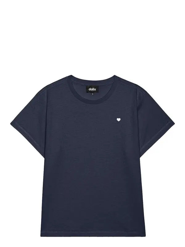 DALIX Lil Heart High Waisted Tee - Navy