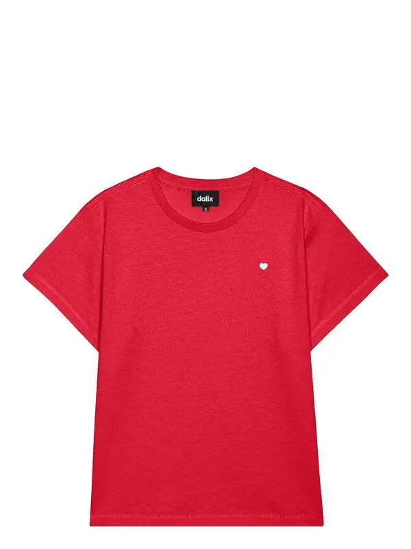 DALIX Lil Heart High Waisted Tee - Team Red