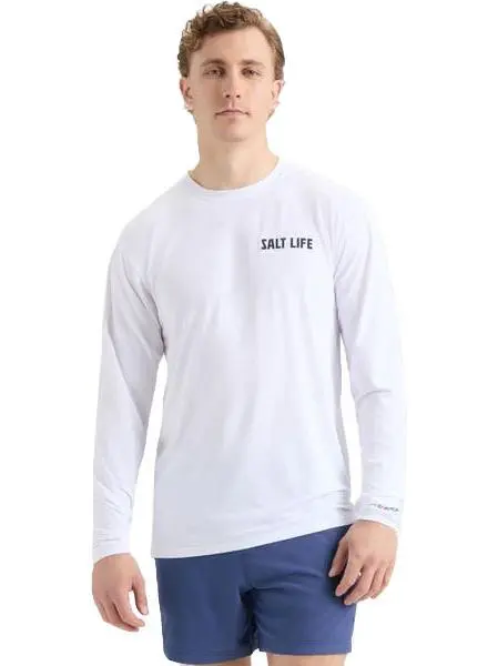 SALT LIFE Live Above Or Below Long Sleeve Performance Tee - White