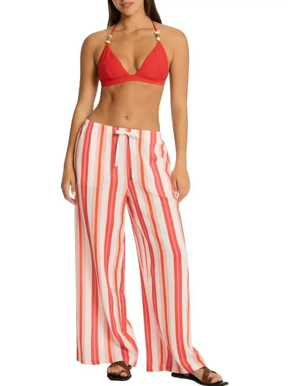 SEA LEVEL Cotton Cover-up Pants - Coral