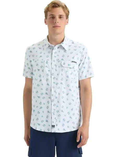 SALT LIFE Crustacean Life Woven Short Sleeve Shirt - White