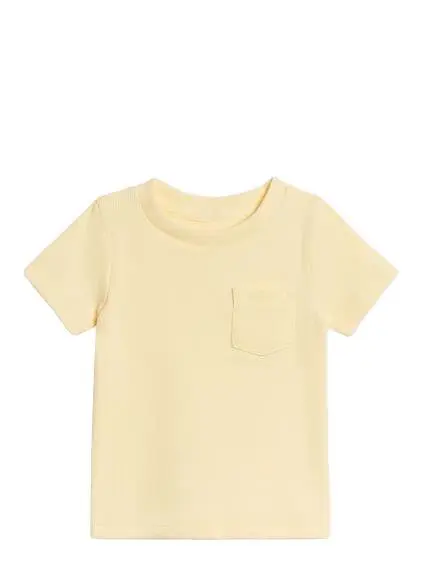 COLORED ORGANICS Lou Ribbed Short Sleeve Pocket Tee - Butter