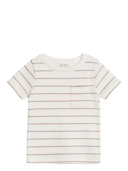 COLORED ORGANICS Lou Ribbed Short Sleeve Pocket Tee - Dario Stripe / Oat