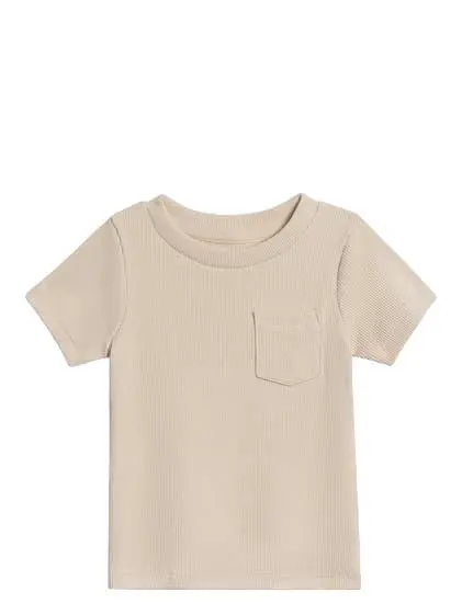 COLORED ORGANICS Lou Ribbed Short Sleeve Pocket Tee - Oat