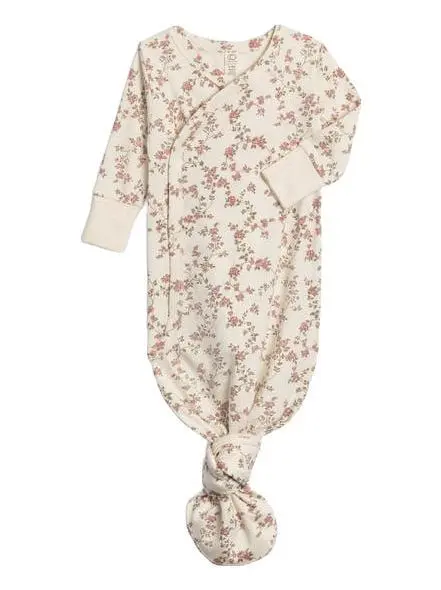 COLORED ORGANICS Organic Indy Wrap Gown - Agnes Floral/mauve