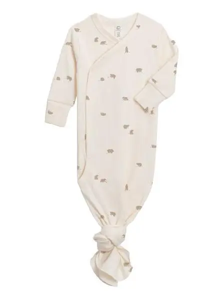 COLORED ORGANICS Organic Indy Wrap Gown - Bees/pewter