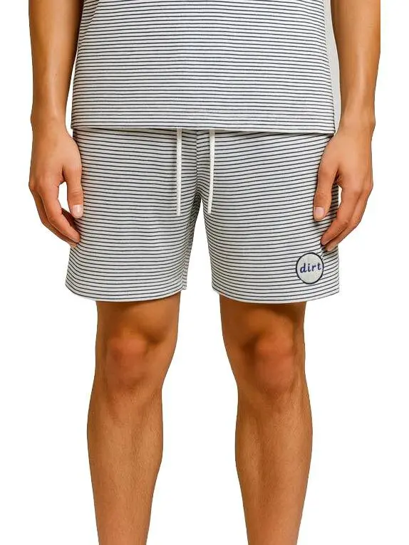 D.RT Vacay Stripe Cotton Terry Shorts - White / Blue