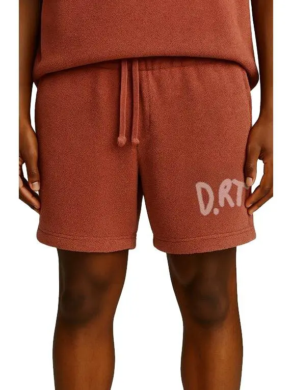 D.RT Classic Cotton Terry Cloth Drawstring Shorts - Pink